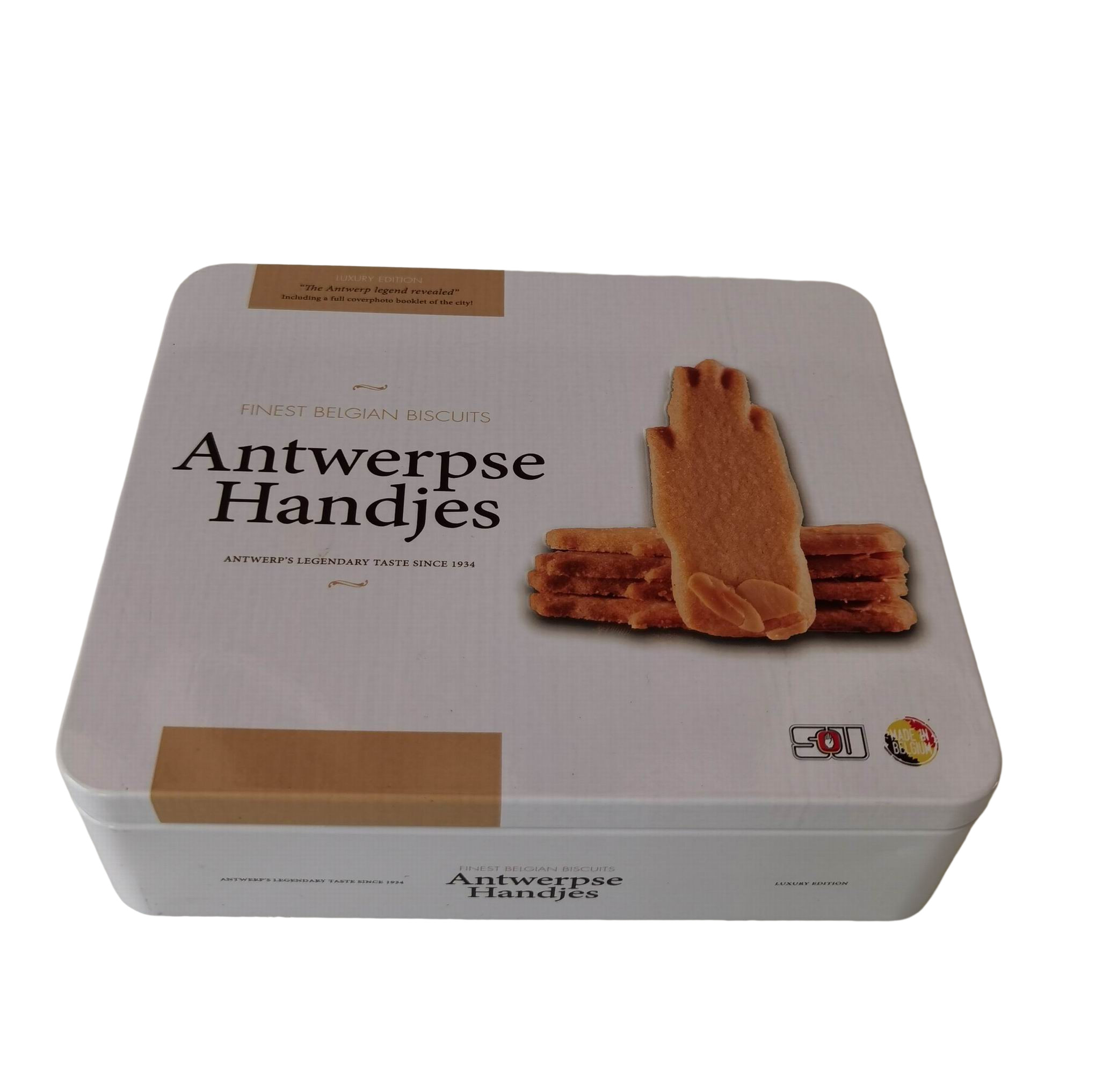 Empty Rectangular Biscuit Tin Can Container Packaging With Hinged Lid ...