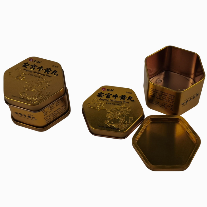 Hexagonal Self Sealing Custom Tin Can Container With Easy Open Inner ...